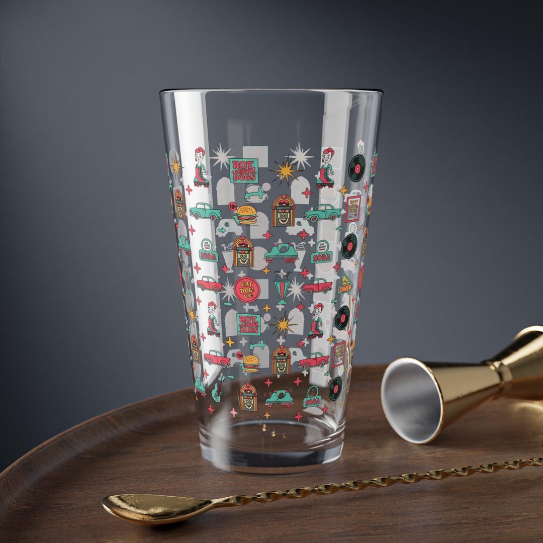 Retro Diner Pattern Glass, 50s Vintage Tumbler, Mid Century Drink Ware ...