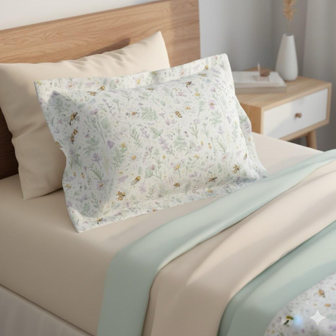 Flower Themed Pillow Sham, Wildflower Pattern Microfiber Pillow Sham ...