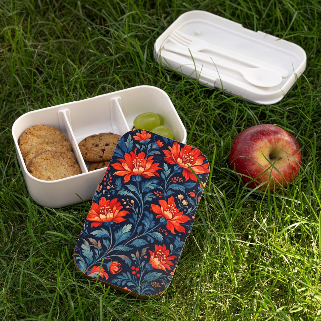 Floral Lunch Box, Vintage Flower Bento Box, Reusable Food Container ...