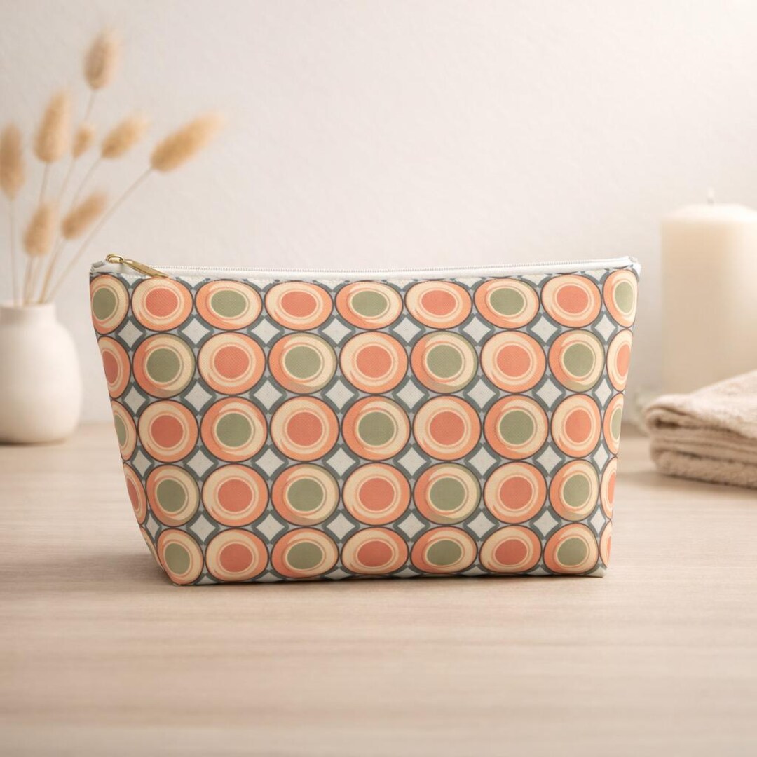 Mid Century Modern Accessory Pouch, Retro Geometric Makeup Bag ...
