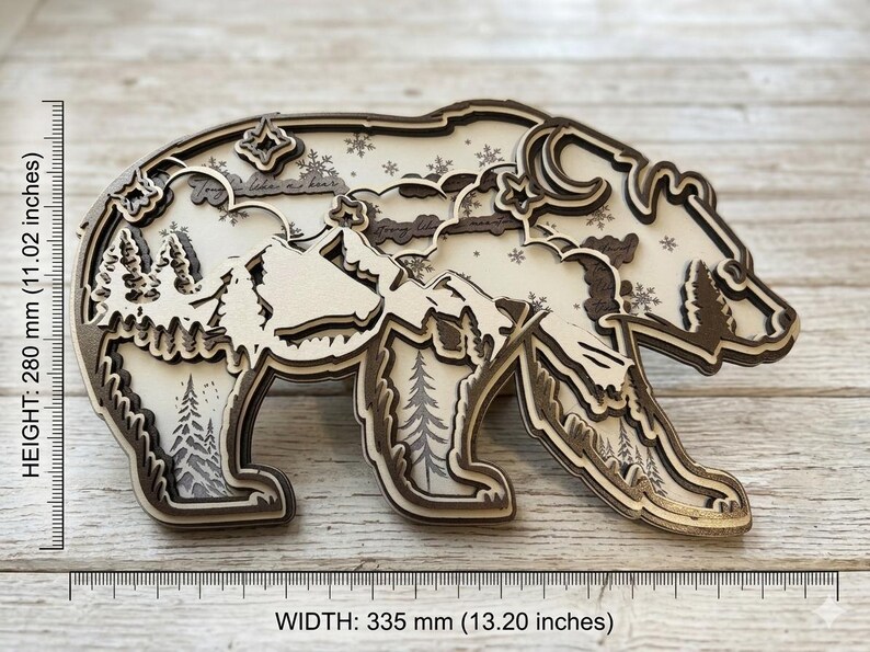 Forest Bear Multilayer Laser File | 3D Laser Cut SVG | Layered Mountain ...