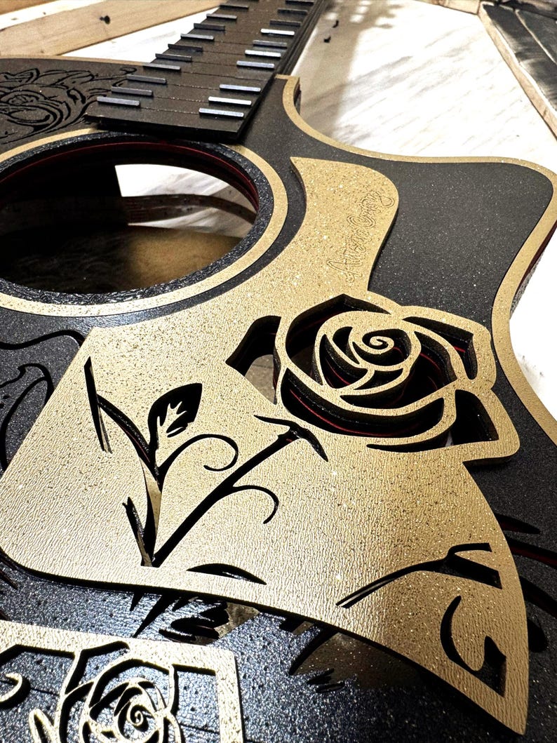 3D Skull Acoustic Guitar SVG - Layered Guitar Laser Cut File - Music ...