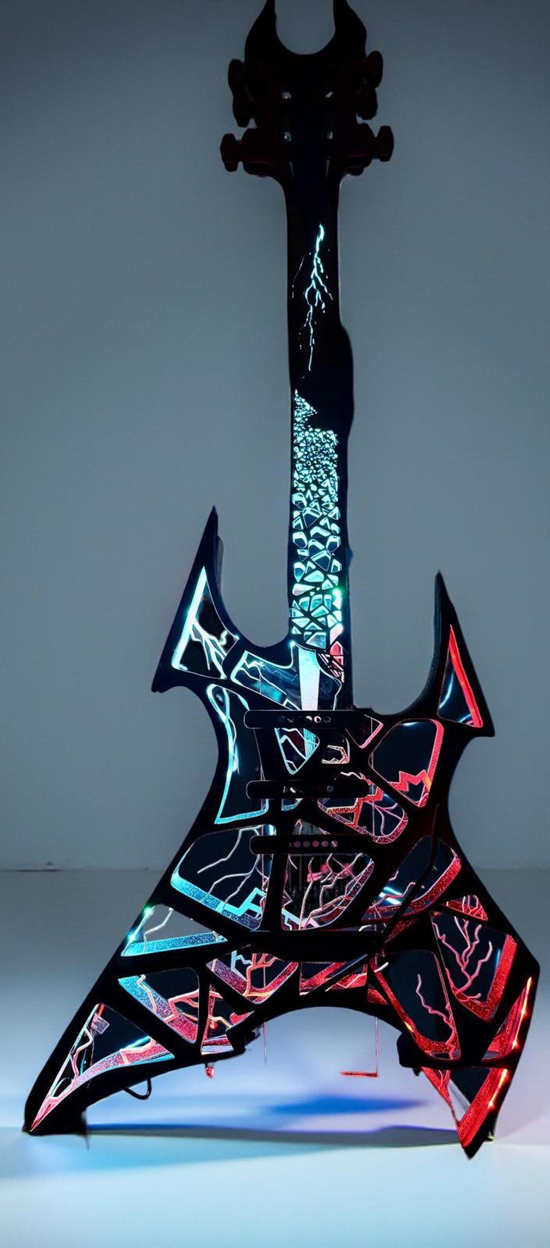 3D Guitar Laser Cut File | Multilayer Electric Thunder SVG, Guitar Wall ...