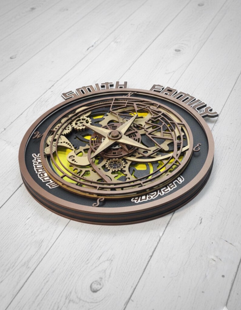 Steampunk Gear Compass Rose Laser Cut File, Multi-layered Wall Art SVG ...
