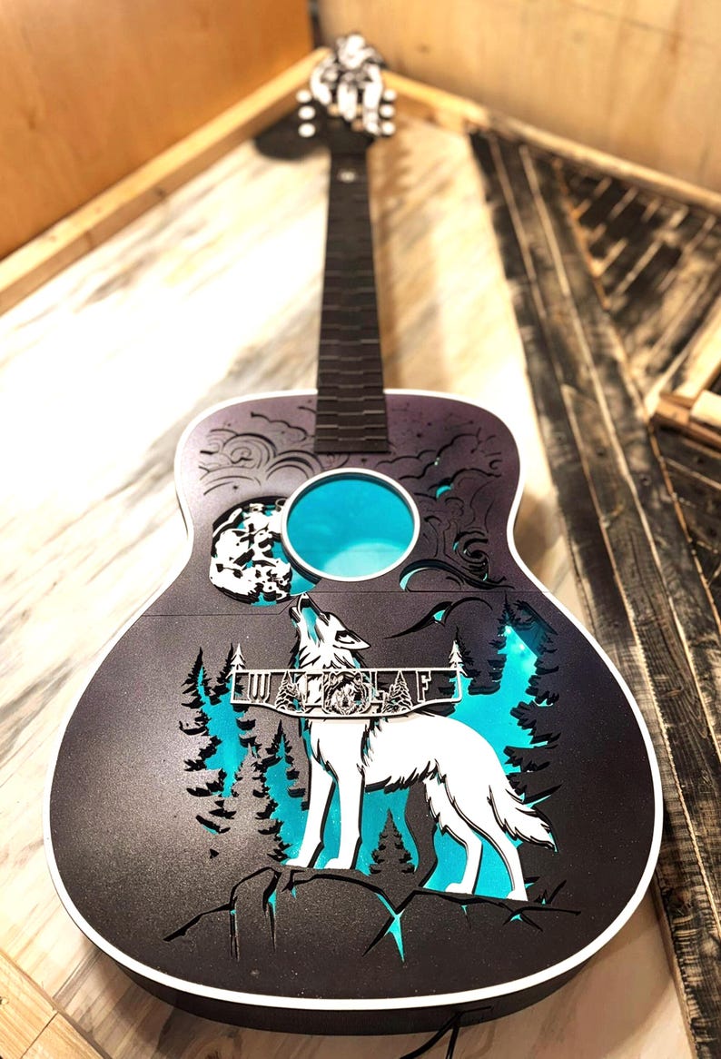 Guitar Laser Cut SVG File Bundle | Multilayer Acoustic Guitar DXF ...