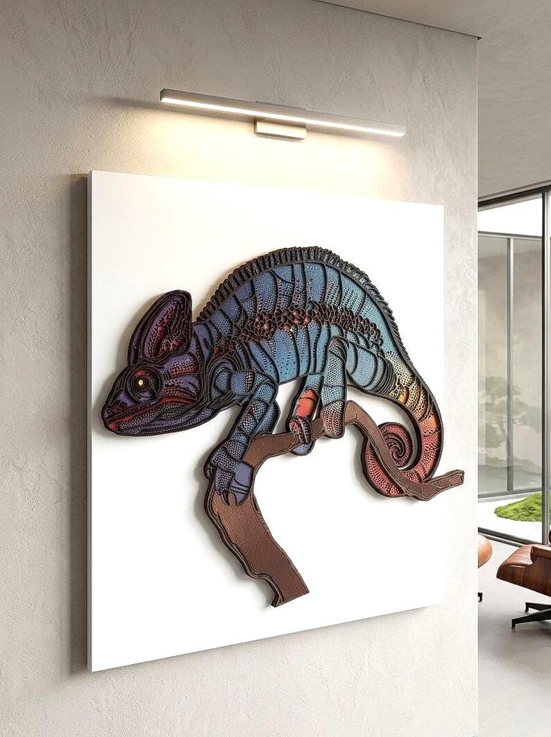 Chameleon SVG Laser Cut File | Layered Chameleon Wall Art SVG ...