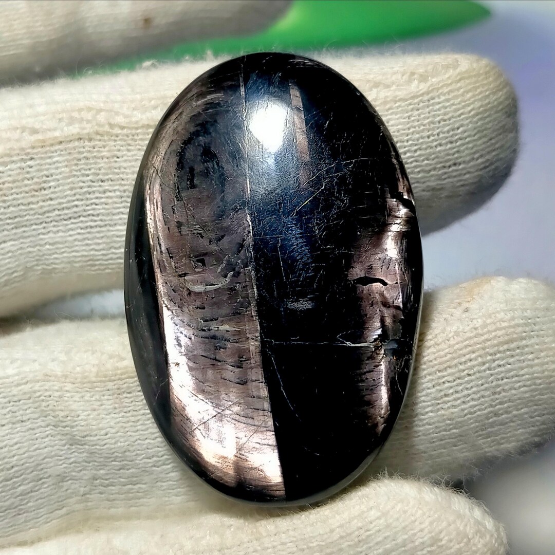 Natural Hypersthene Cabochon | Black Gemstone for Jewelry Making (75 ...