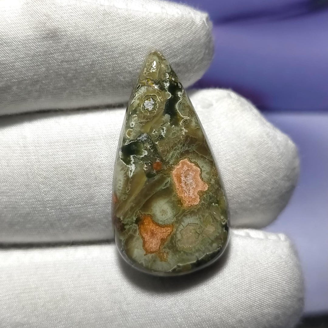 Natural Rhyolite Rainforest Jasper Cabochon: Jewelry Making (20 Ct ...