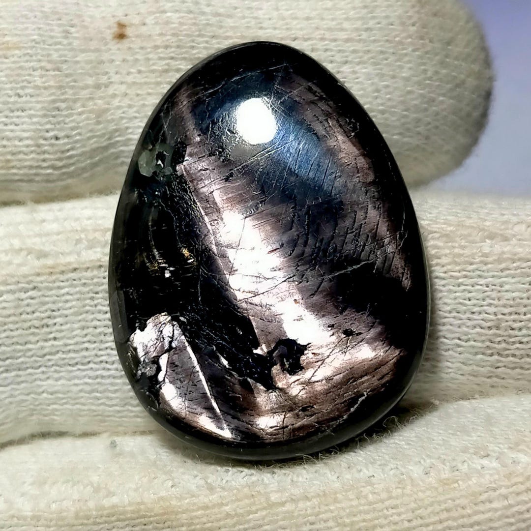 Natural Hypersthene Cabochon | Black Gemstone for Jewelry Making (43 ...