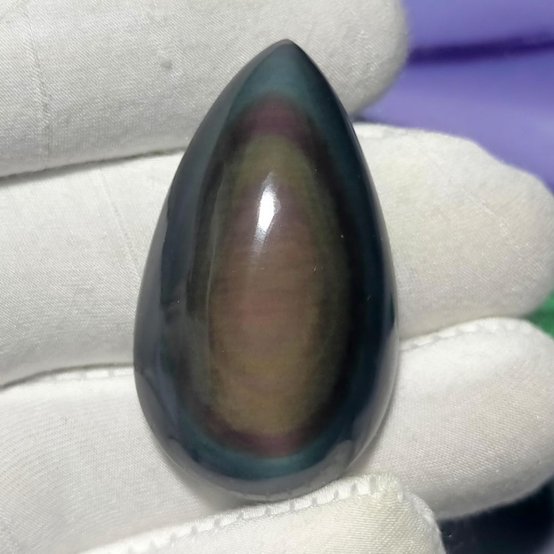 Rainbow Obsidian Cabochon: Pear Shape Gemstone (39x20x11 Mm, 56 CTS) - Etsy