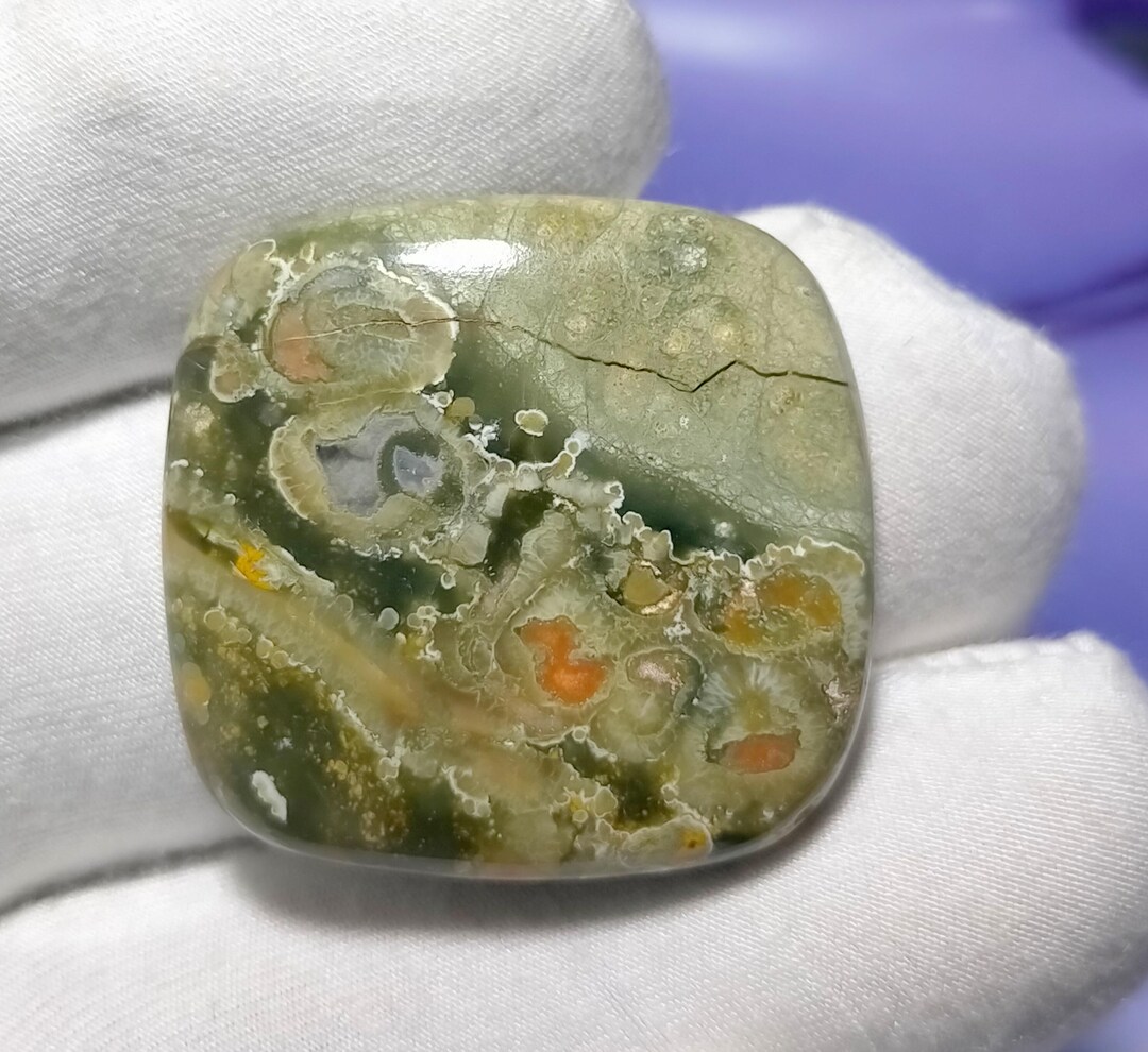 Natural Rhyolite Rainforest Jasper Cabochon: Jewelry Making (37ct ...