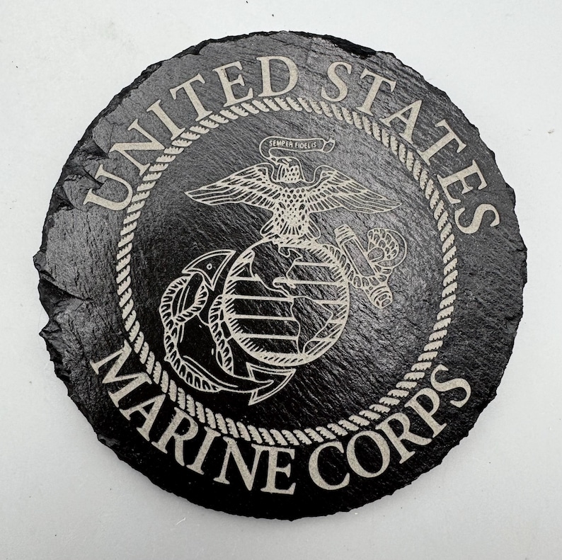 US Marine Corp Military Laser Engraved Round Slate Coaster - Etsy
