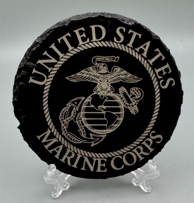 US Marine Corp Military Laser Engraved Round Slate Coaster - Etsy