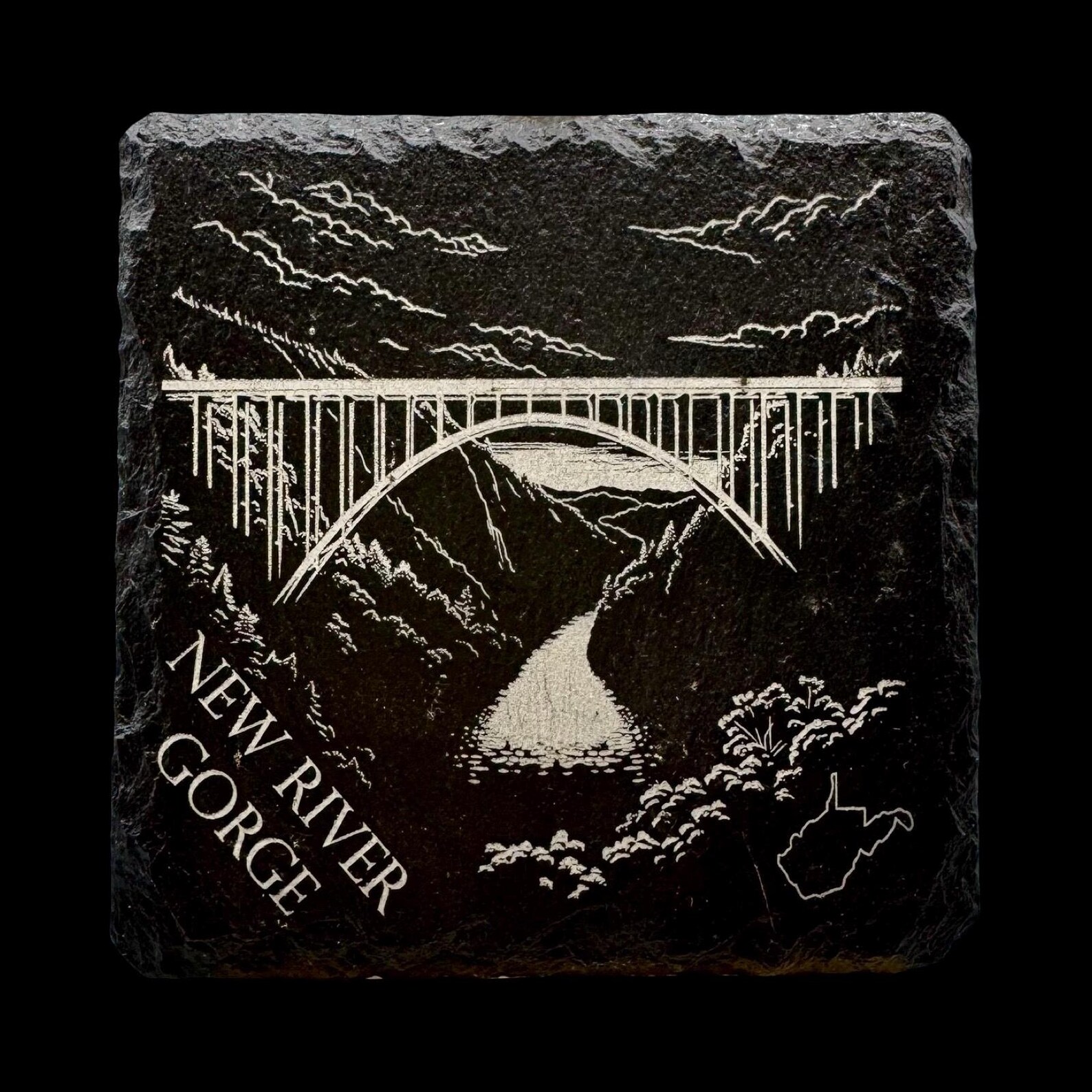 New River Gorge Bridge WV Laser Engraved Slate Coaster - Etsy