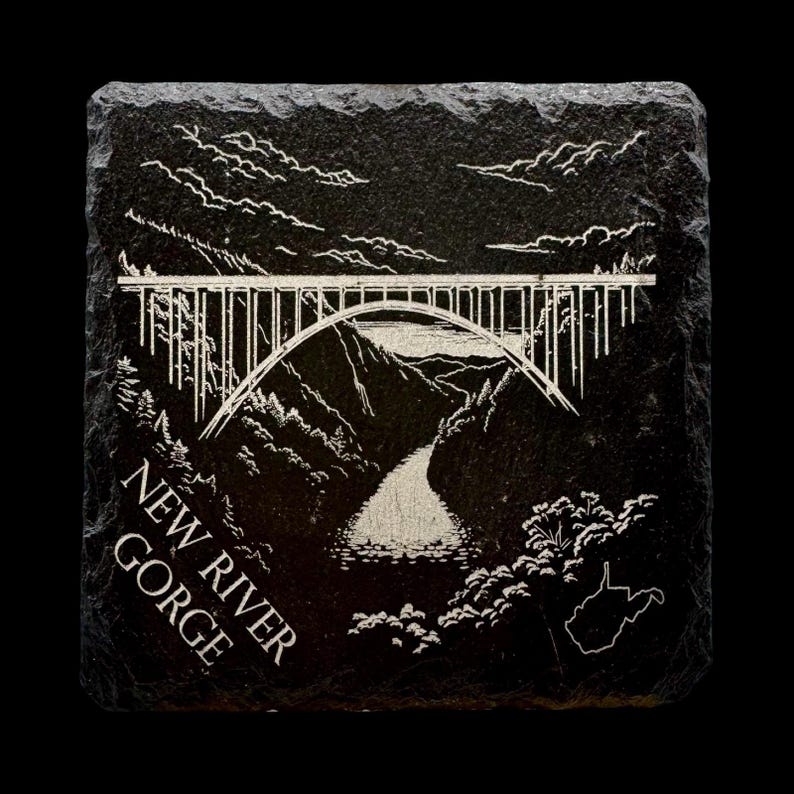 New River Gorge Bridge WV Laser Engraved Slate Coaster - Etsy