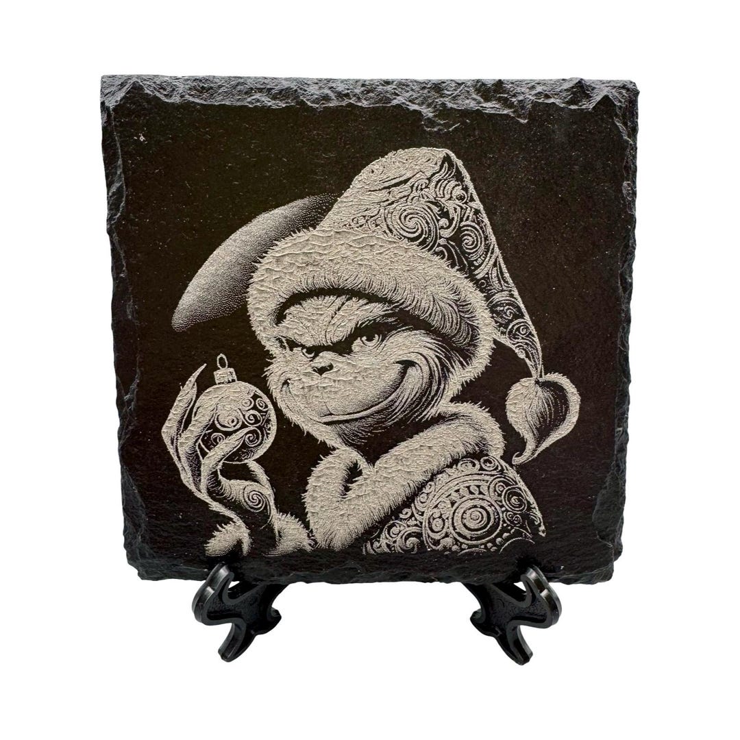 Christmas the Grinch Ornament Laser Engraved Slate Coaster - Etsy