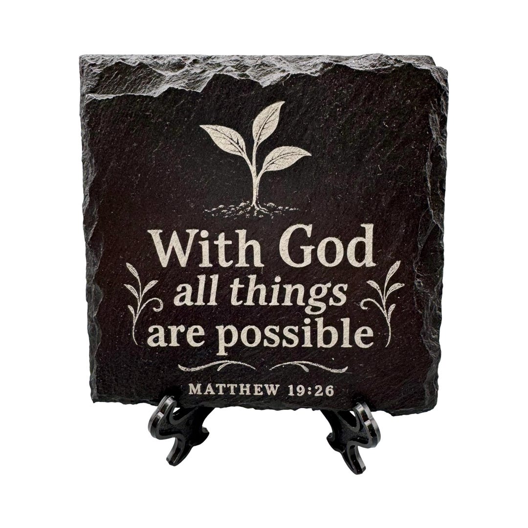 With God All Things Are Possible Laser Engraved Slate Coaster - Etsy