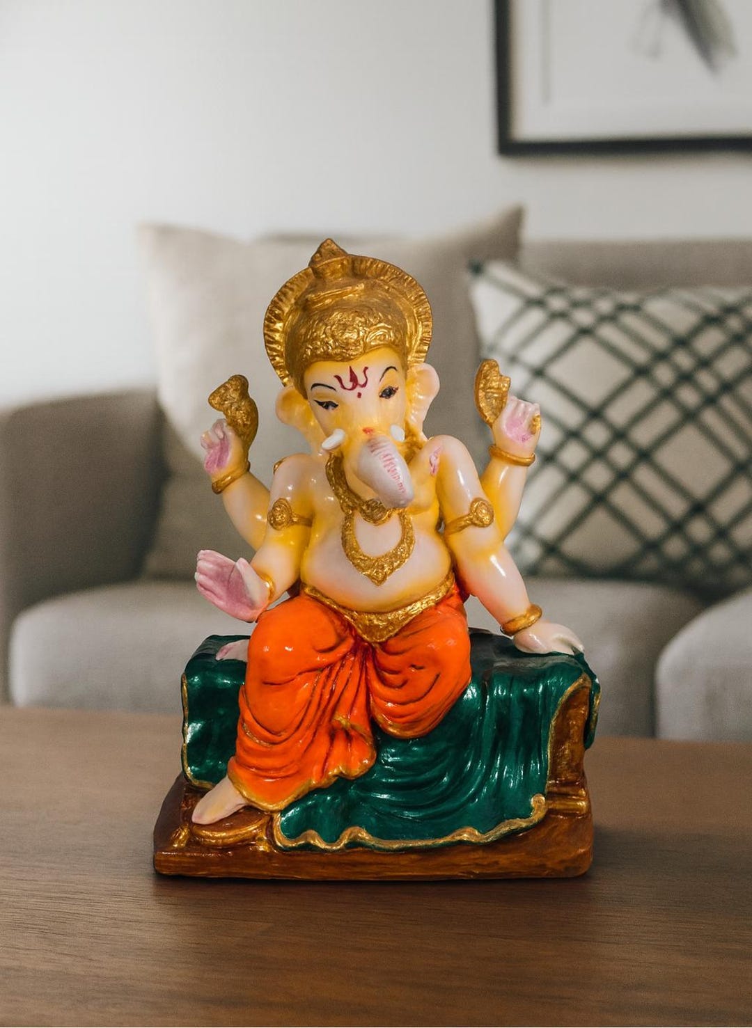Handcrafted Lord Ganesh Idol Statue | Multi-color | Seating Pose Statue ...