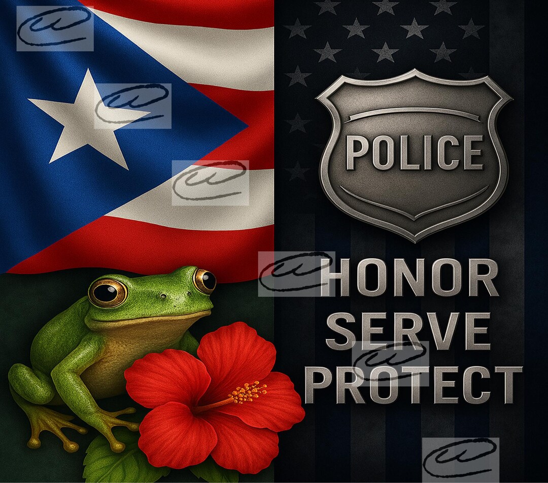 Puerto Rico Police Support PNG: Coquí, Flag, Badge (digital Download ...