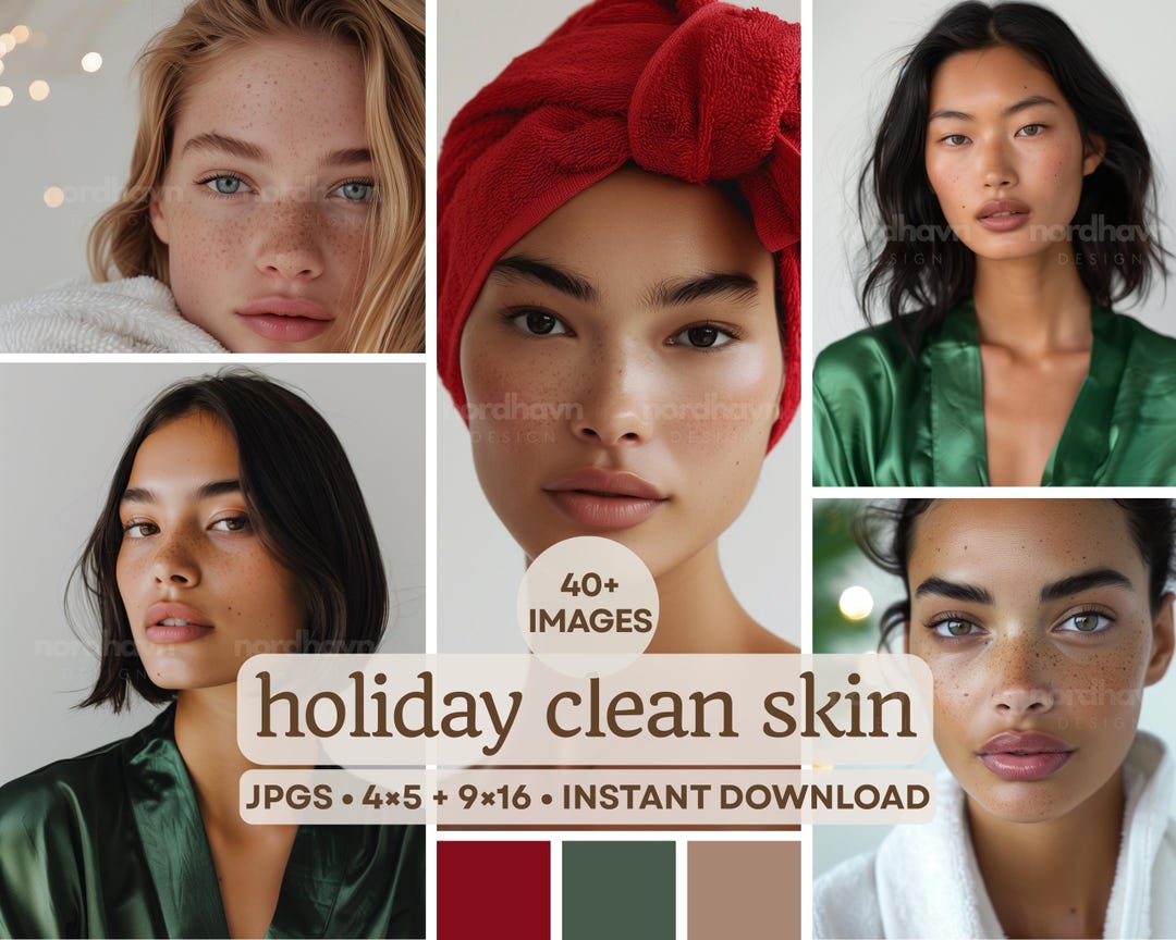 Minimalist Christmas Beauty Portraits – Clean Skin Stock Photos ...