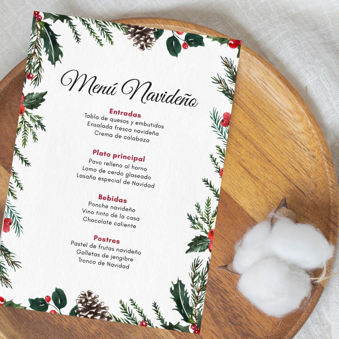 Editable Christmas Menu in Canva · Restaurant Menu Template · Elegant ...