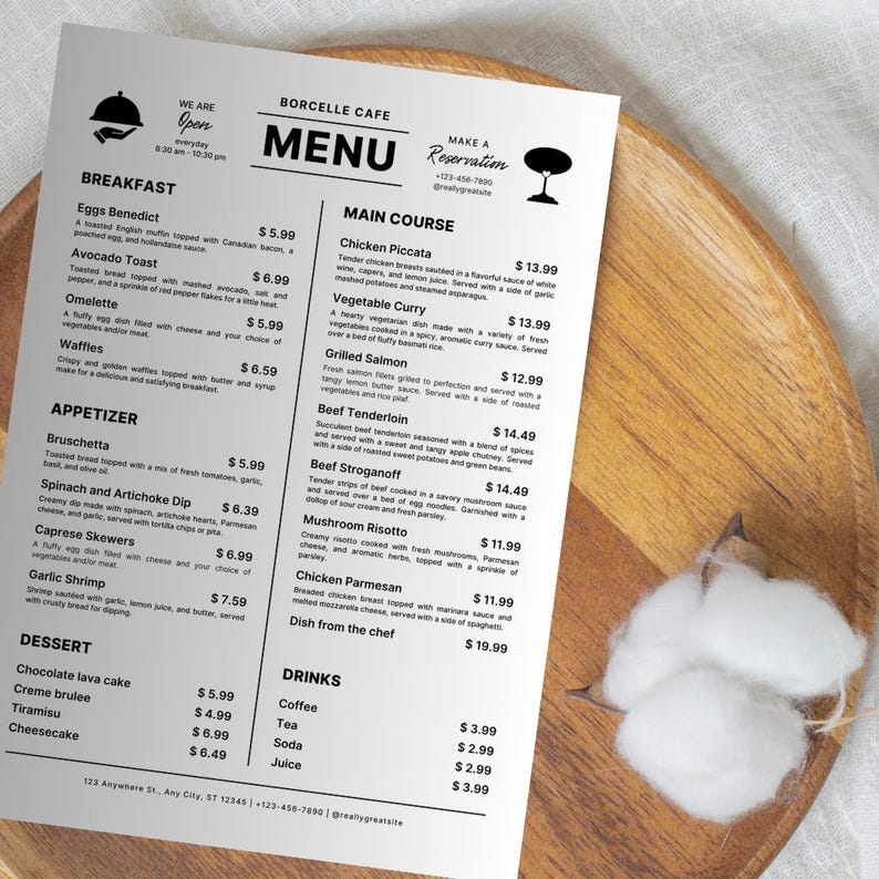 Editable Cafe Menu Template | Restaurant Food Menu Canva Template ...