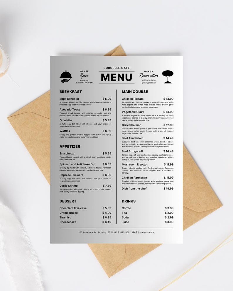 Editable Cafe Menu Template | Restaurant Food Menu Canva Template ...