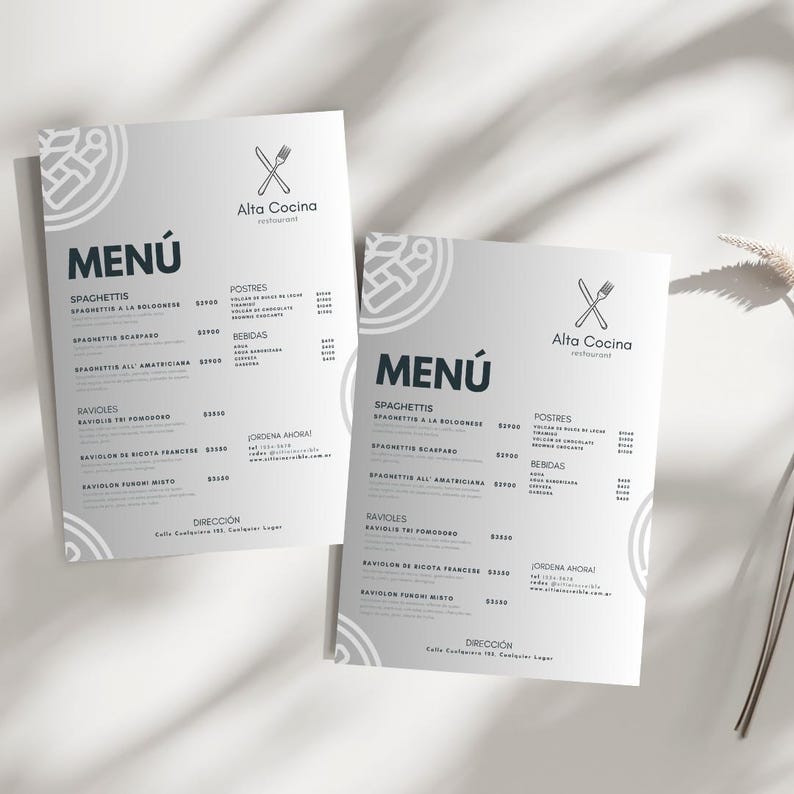 Editable Elegant Restaurant Menu in Canva | Minimalist Template for ...