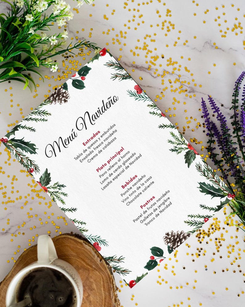 Editable Christmas Menu in Canva · Restaurant Menu Template · Elegant ...