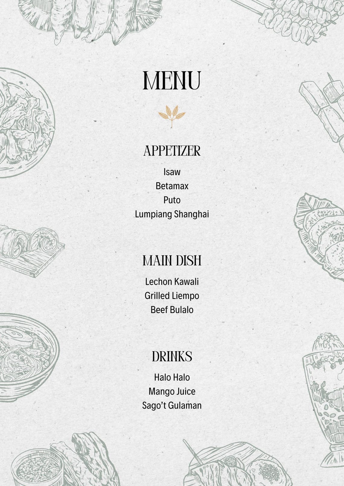 Editable Filipino Restaurant Menu in Canva | Professional Template for ...