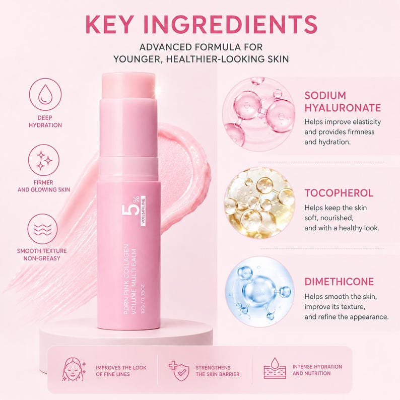 PDRN Pink Collagen Volume Multi Balm | Hydrating Face Balm Stick ...