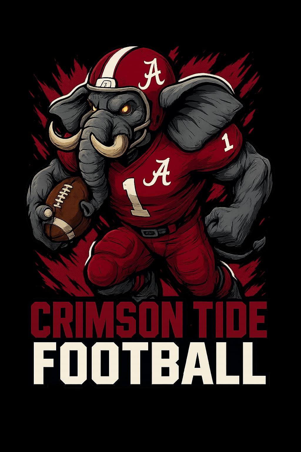 Alabama Crimson Tide Elephant Mascot Digital Art: Roll Tide Football - Etsy