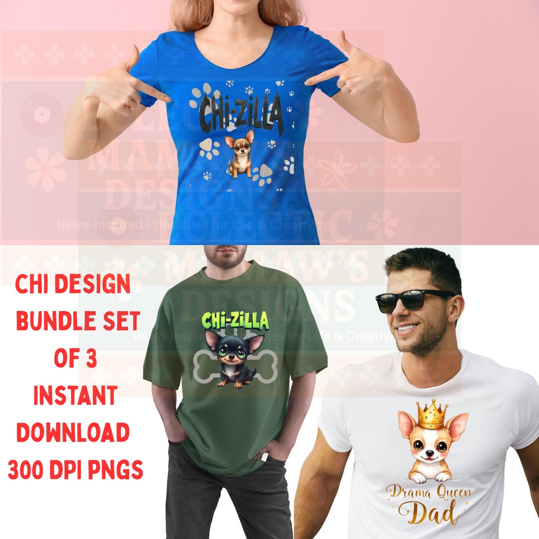 Chi Designs, a Set of Three Cute Chihuahua Dog Digital Files. - Etsy