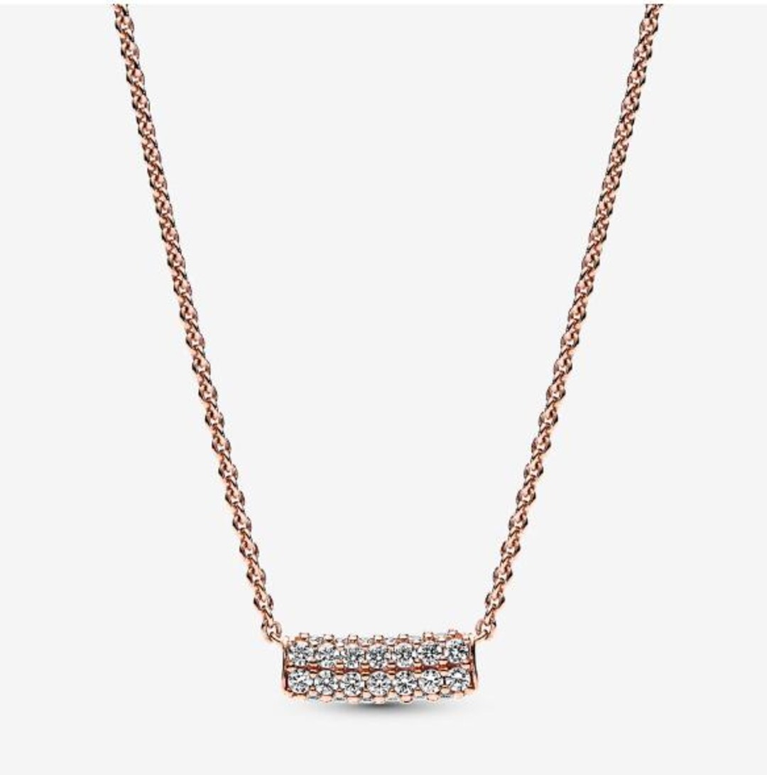 Pandora Timeless Pavé Double-row Bar Collier Necklace 45CM - Etsy