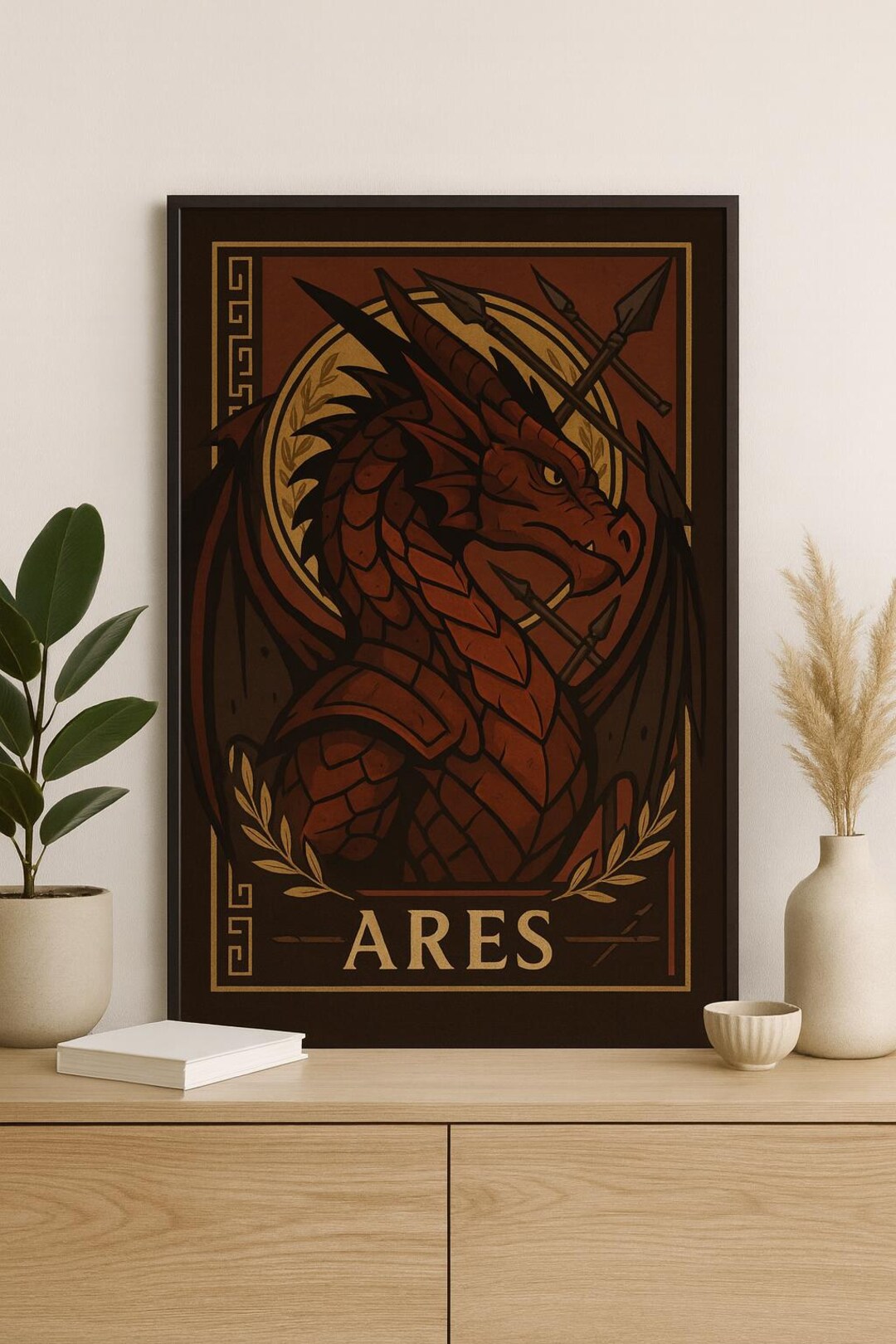 Ares Dragon Wall Art: Greek God of War Mythology Poster (digital ...