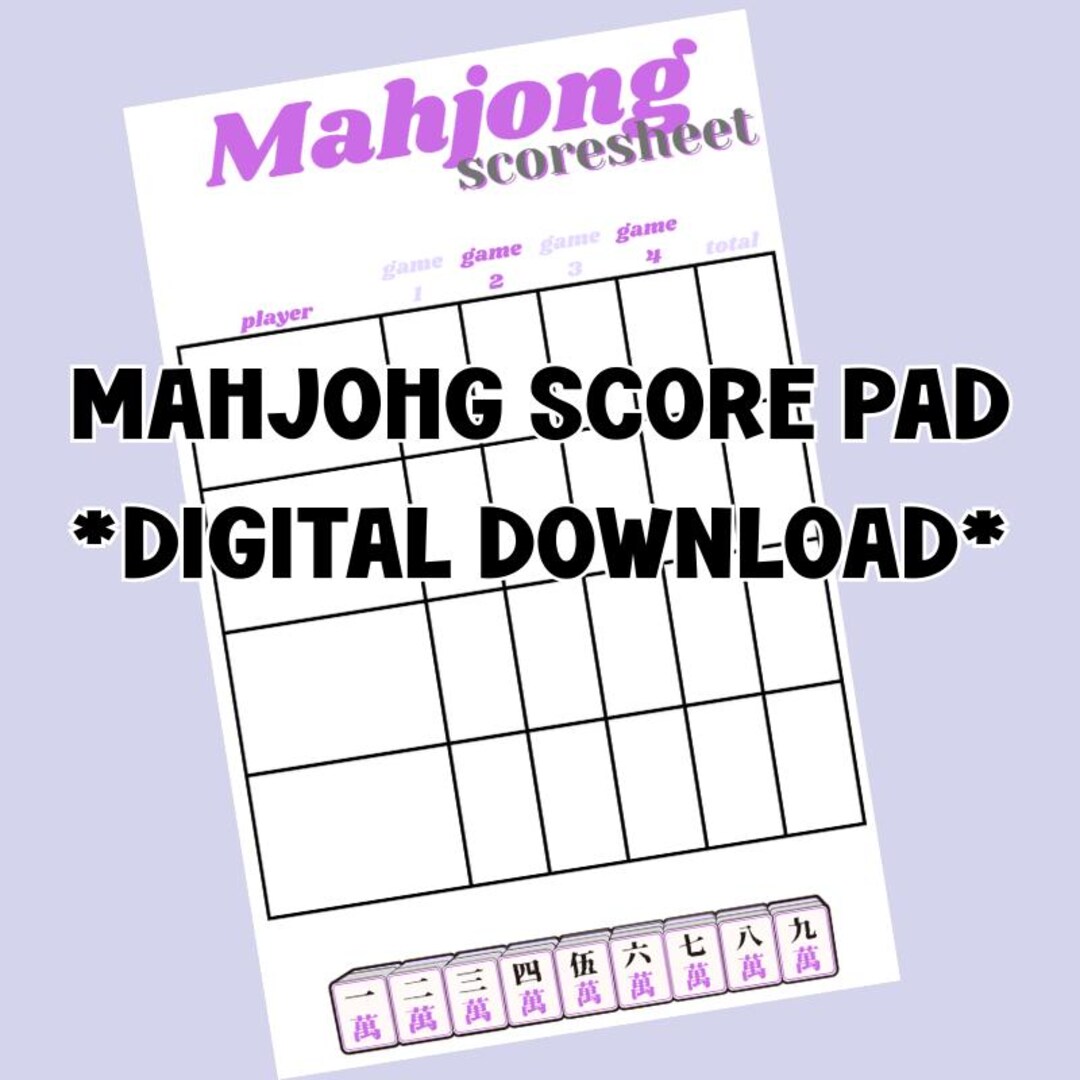 Mahjong Score Sheet *DIGITAL DOWNLOAD* - Etsy