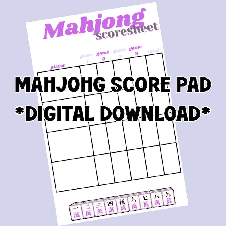 Mahjong Score Sheet *DIGITAL DOWNLOAD* - Etsy
