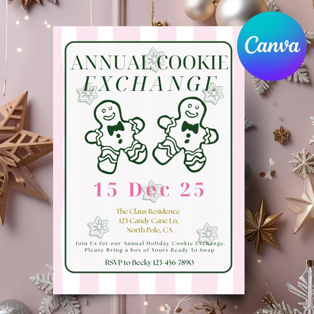 Editable Cookie Exchange Invitation, Holiday Cookie Swap Party Invite ...