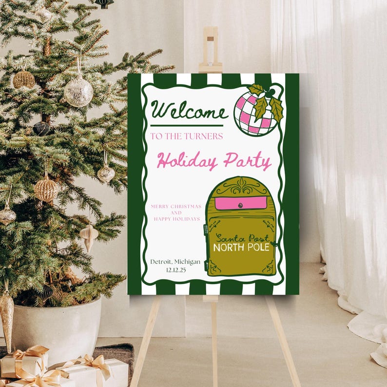 Christmas Welcome Sign | Editable Canva Template | Santa Postbox ...