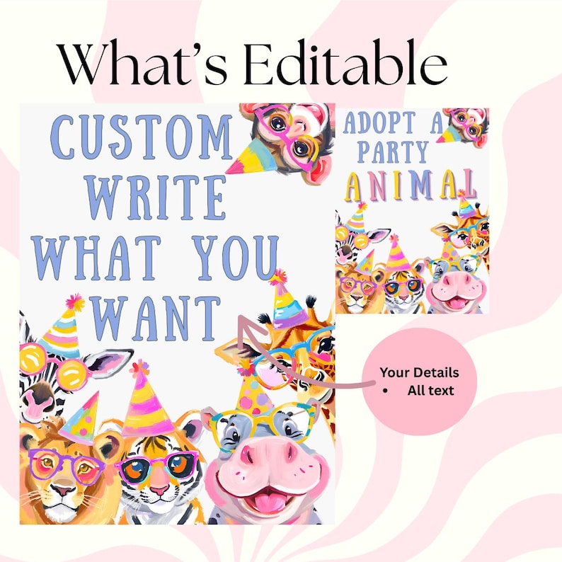 Party Animals Birthday Bundle Editable, Safari Jungle Party Decor Set ...