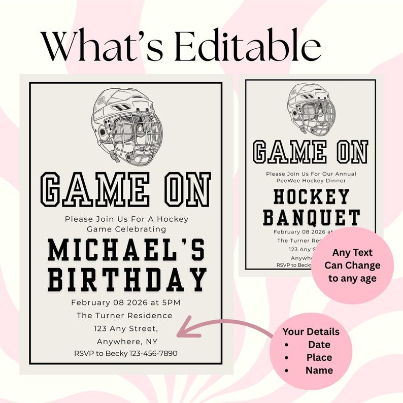 Editable Hockey Invitation Game on Birthday Invite Hockey Banquet Flyer ...