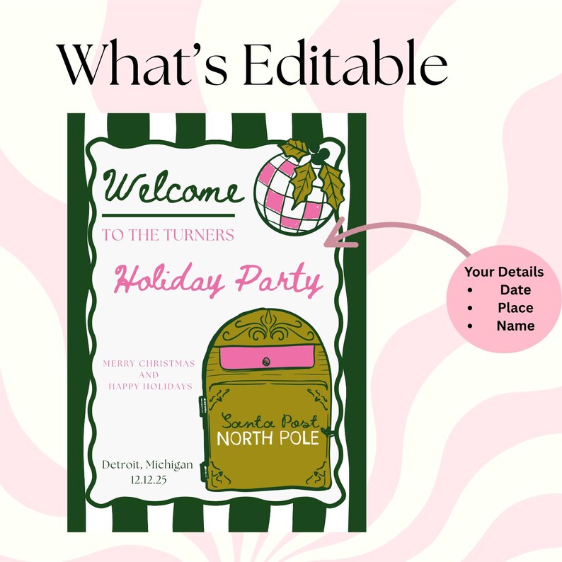 Christmas Welcome Sign | Editable Canva Template | Santa Postbox ...