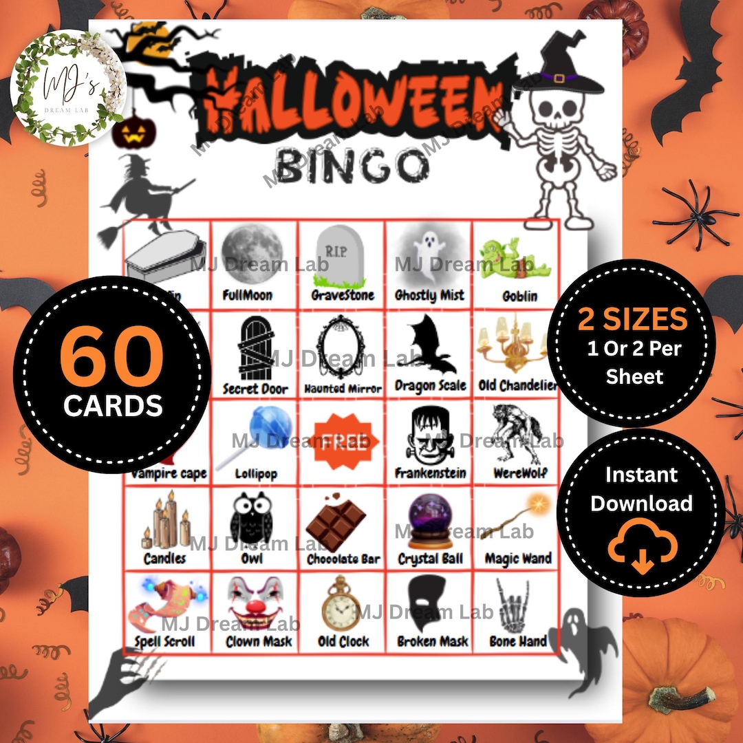 Halloween Bingo Game Printable | Spooky Bingo Cards for Kids ...