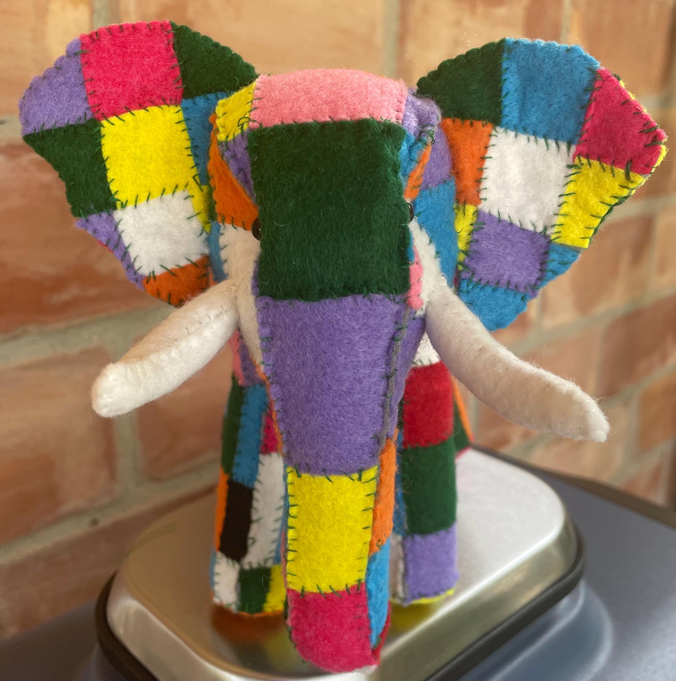A Complete Sewing Kit to Make a Colourful Felt Patchwork Elmer the ...