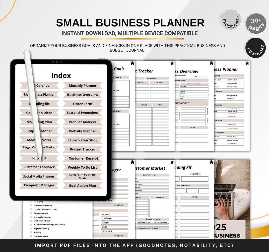 2025 Small Business Digital Planner, Entrepreneur Organizer PDF, Online ...