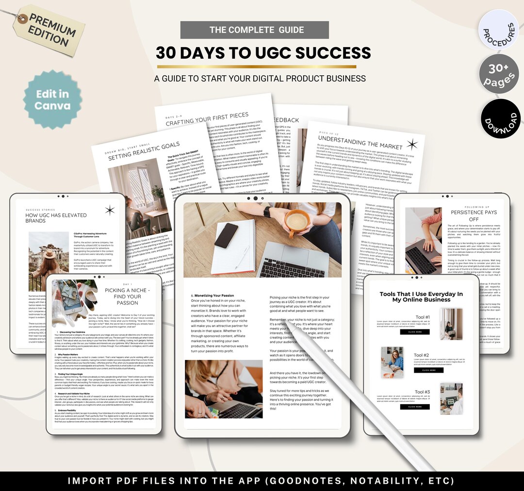 30 Days to UGC Success, Content Creator Planner, UGC Strategy Workbook ...