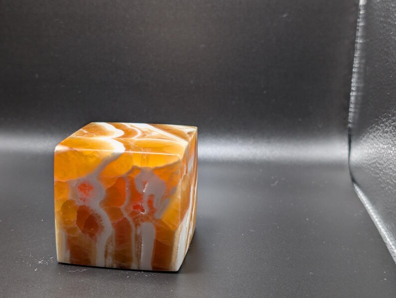 Hand Carved Floating Orange Calcite Cube - Etsy