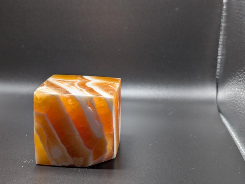 Hand Carved Floating Orange Calcite Cube - Etsy