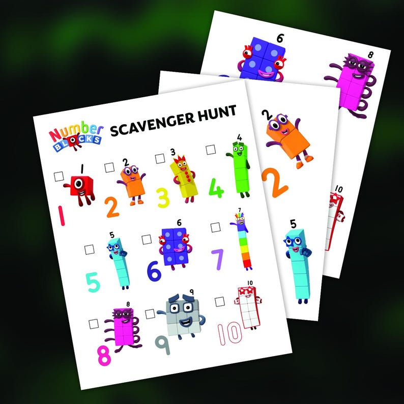 Number Blocks Scavenger Hunt for Kids Birthday Party - Etsy