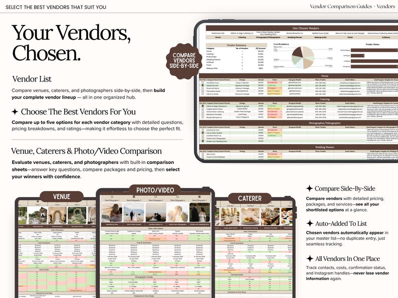 Wedding Planner Spreadsheet, Wedding Budget, Guest List & Seating Chart ...